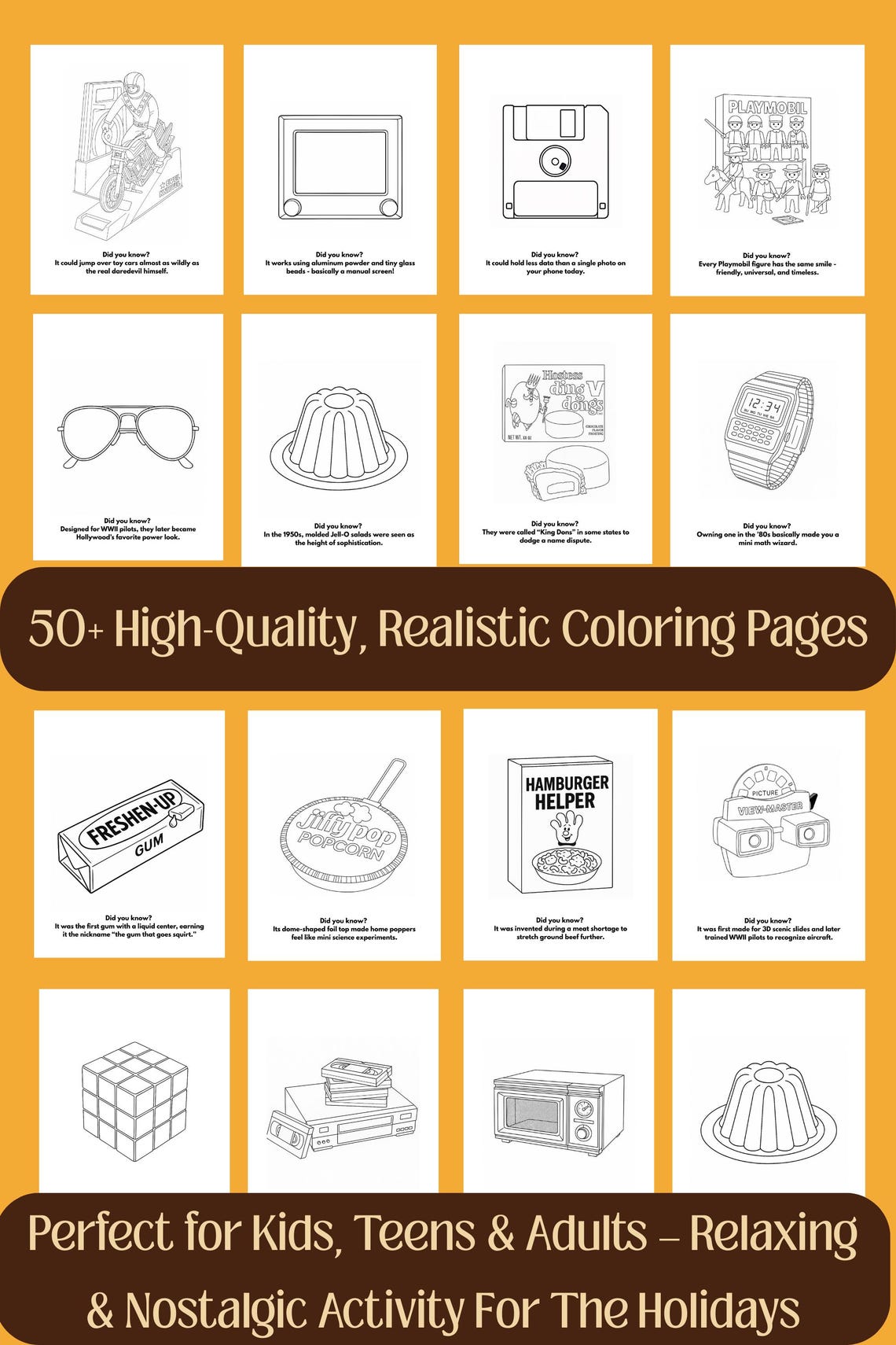 Groovy 1970s Coloring Book Printable, Retro Disco Coloring Pages, Bold ...