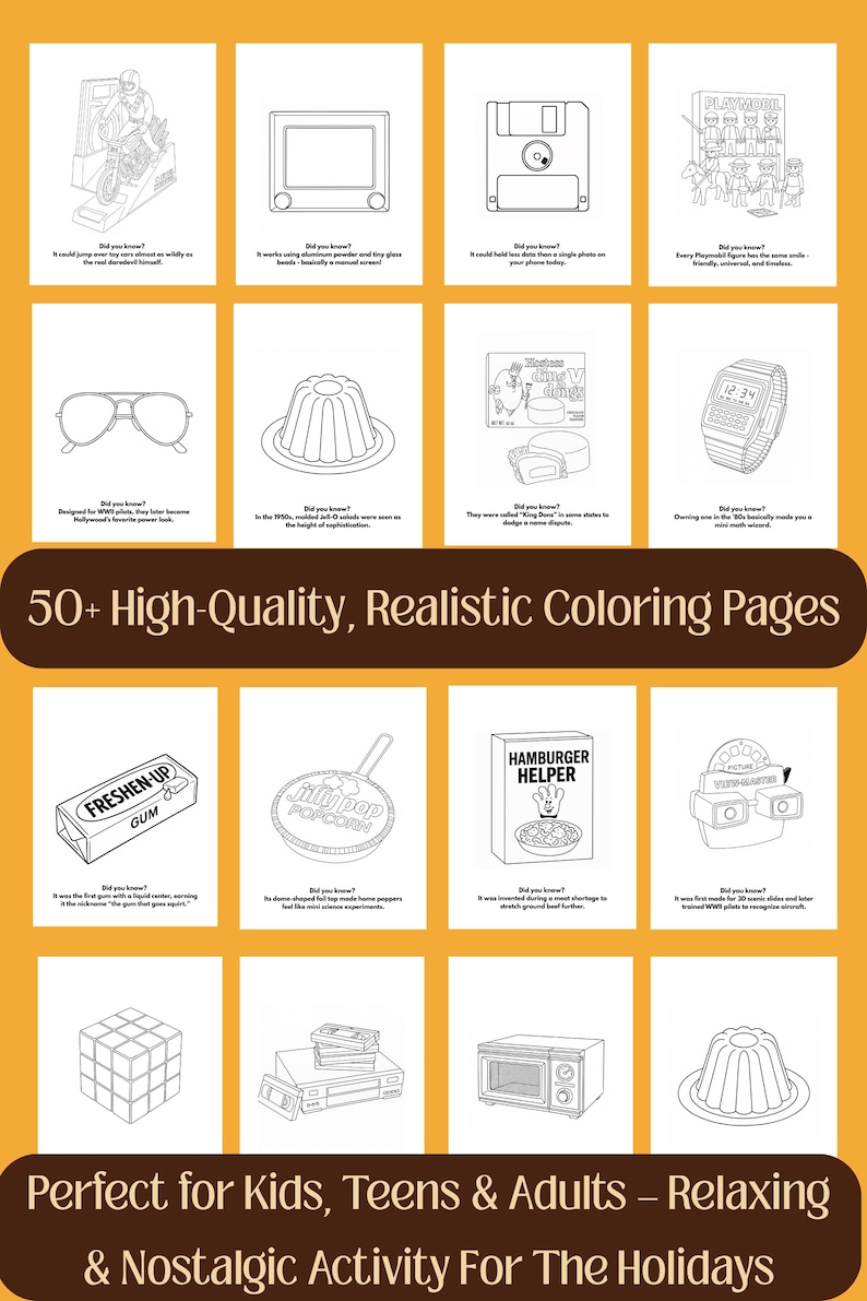 Groovy 1970s Coloring Book Printable, Retro Disco Coloring Pages, Bold ...