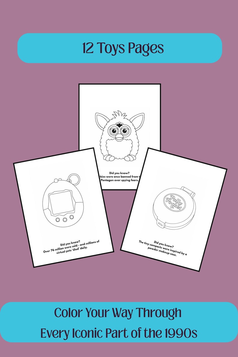 Printable 1990s Coloring Book Toys Theme, 90s Playtime Coloring Pages ...