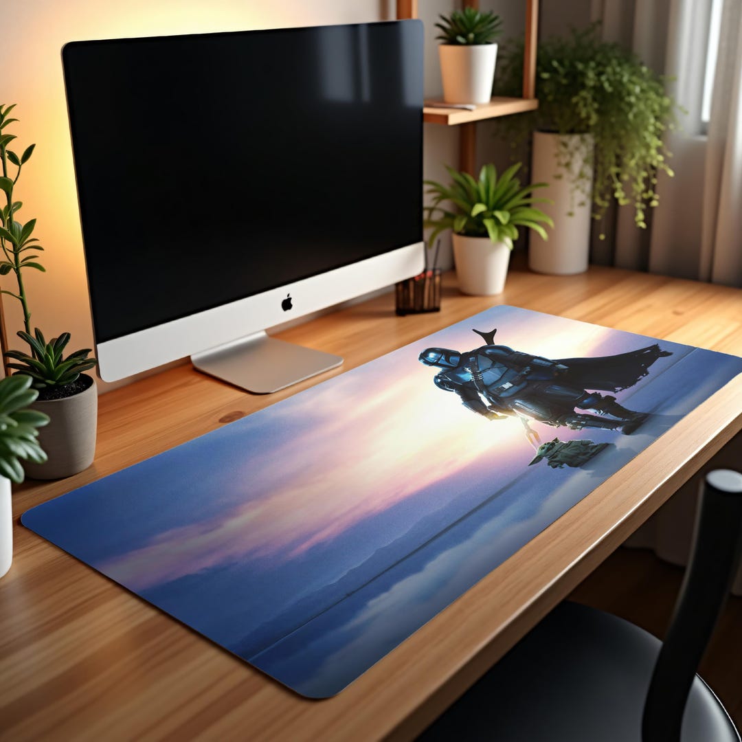 The Mandalorian Desk Mat – Beskar Armor Inspired Mouse Pad, Star ...