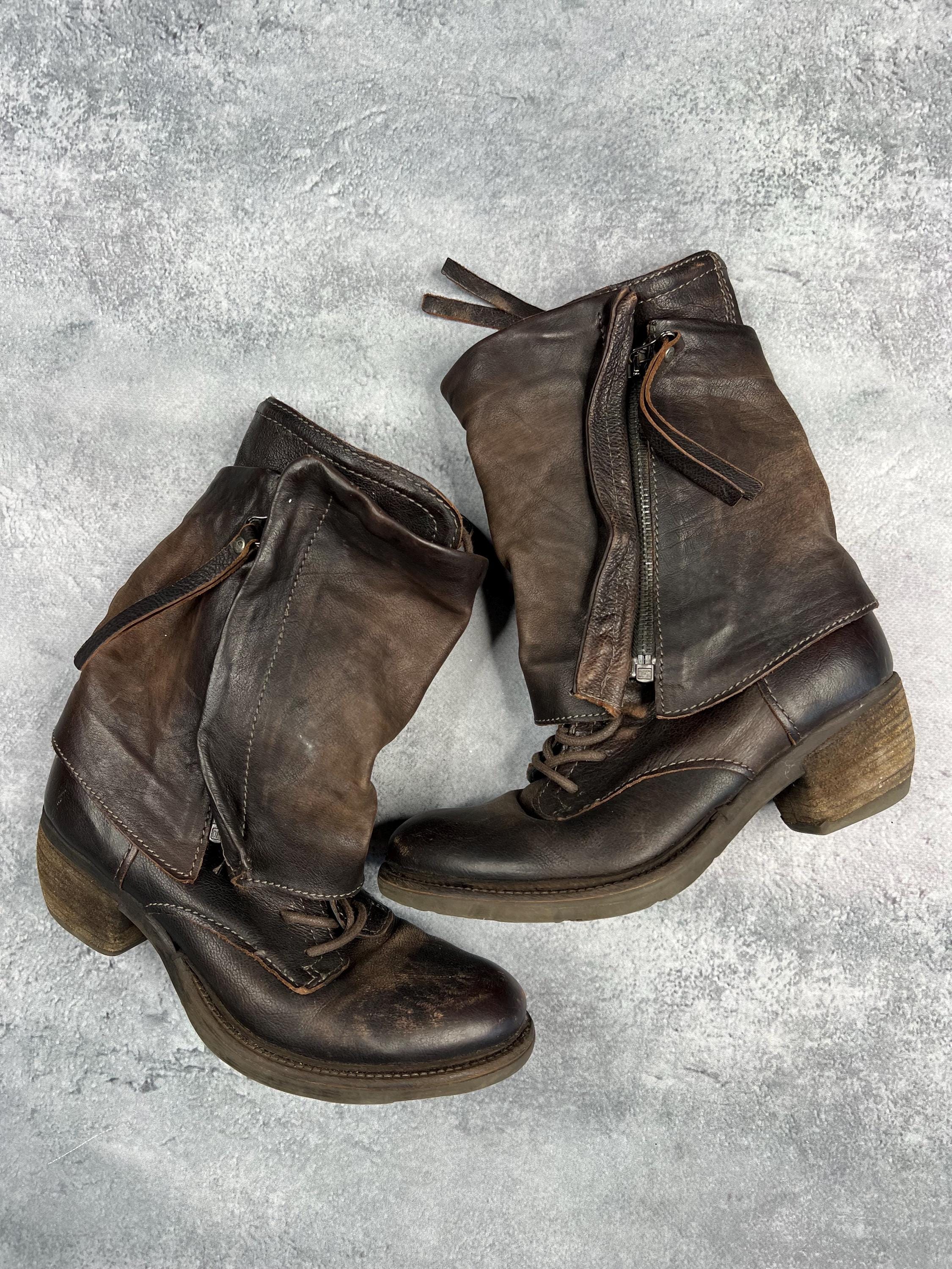 A.S.98 Simon Boots Women's US 6 (37) Black Biker Chrome Softleather ...