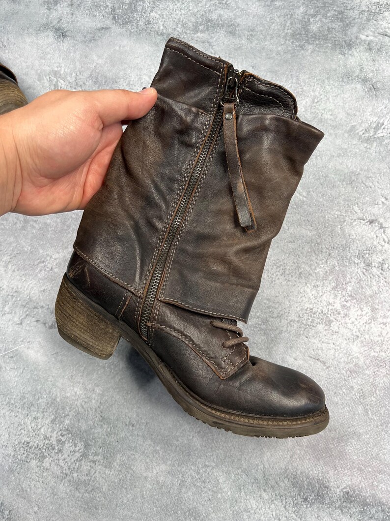 A.S.98 Simon Boots Women's US 6 (37) Black Biker Chrome Softleather ...