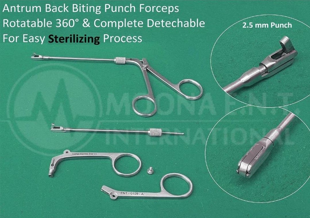 Antrum Back-biter Punch ENT Forceps, 360 Degree Rotatable & Complete ...