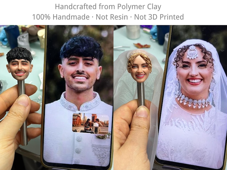 Custom Wedding Figurine Cake Topper, Personalized Bride Groom Sculpture ...