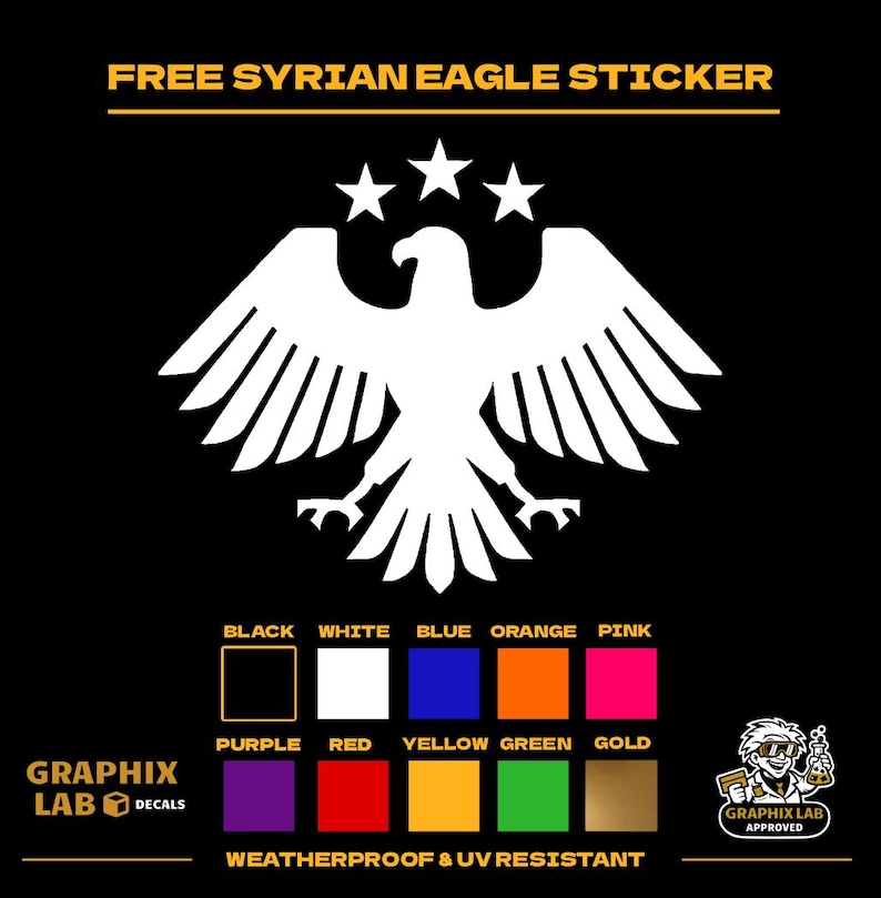 Free Syrian Eagle Sticker Vinyl Decal Multiple Sizes - Etsy