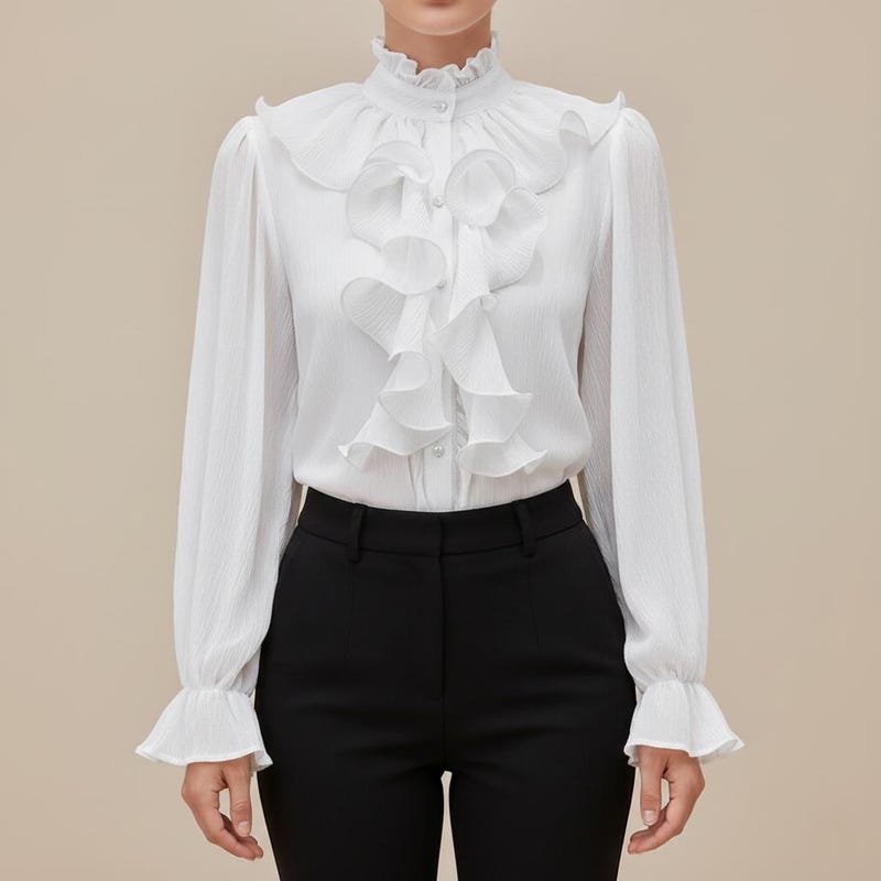 Black Ruffle Blouse - Etsy