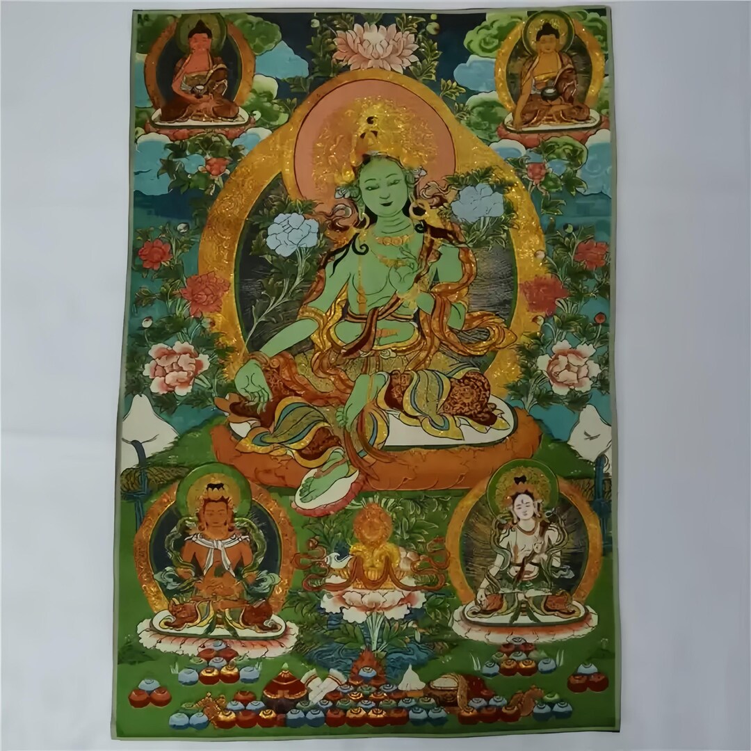 Green Tara Thangka Silk Embroidery Gold Thread Art - Etsy