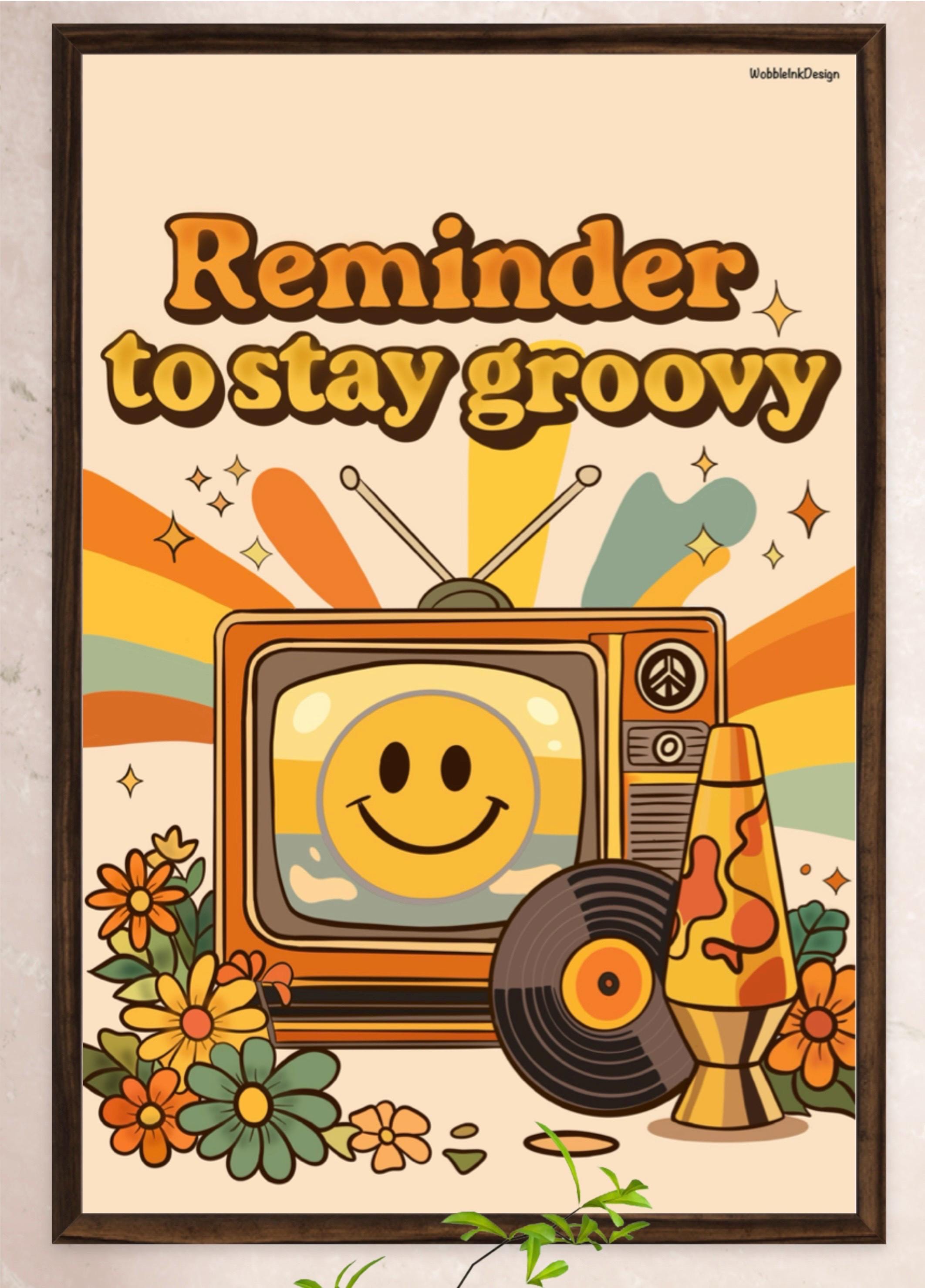 70s Smiley Face TV Art Print, Groovy Retro Decor (digital Download) - Etsy