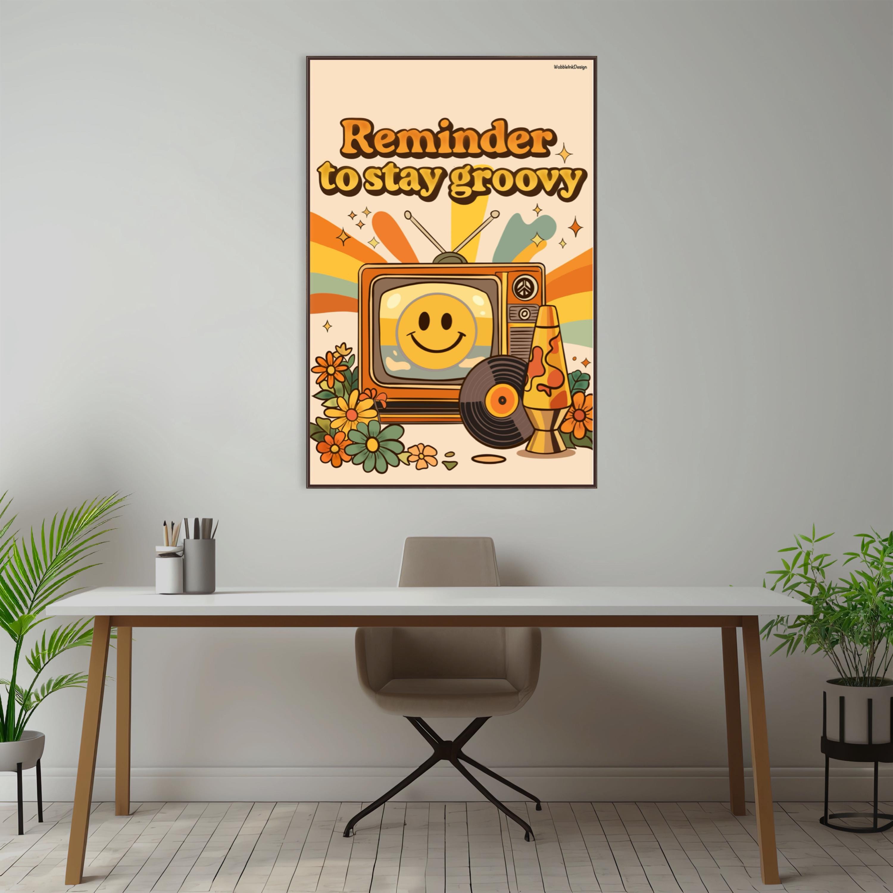 70s Smiley Face TV Art Print, Groovy Retro Decor (digital Download) - Etsy