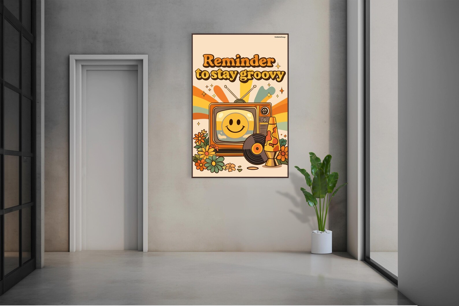 70s Smiley Face TV Art Print, Groovy Retro Decor (digital Download) - Etsy
