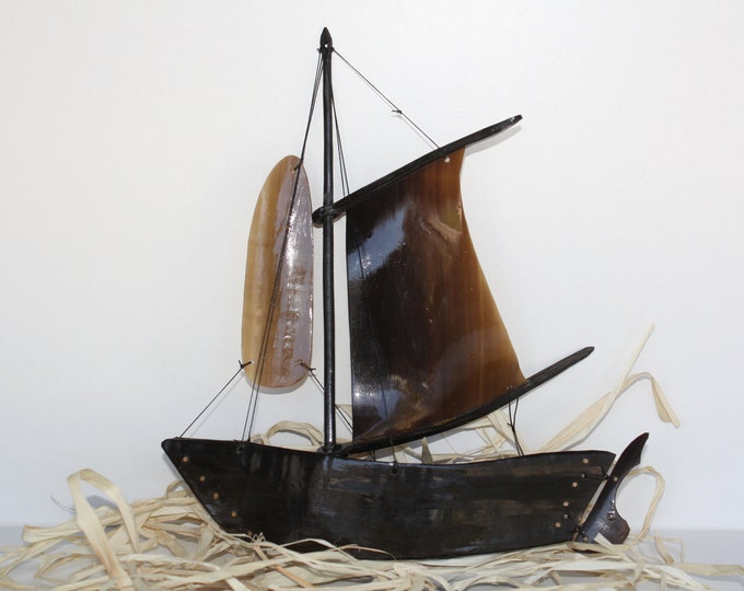 Baleen Carved Sailboat. Native Alaskan Artifact by Bolo // Kaktovik ...