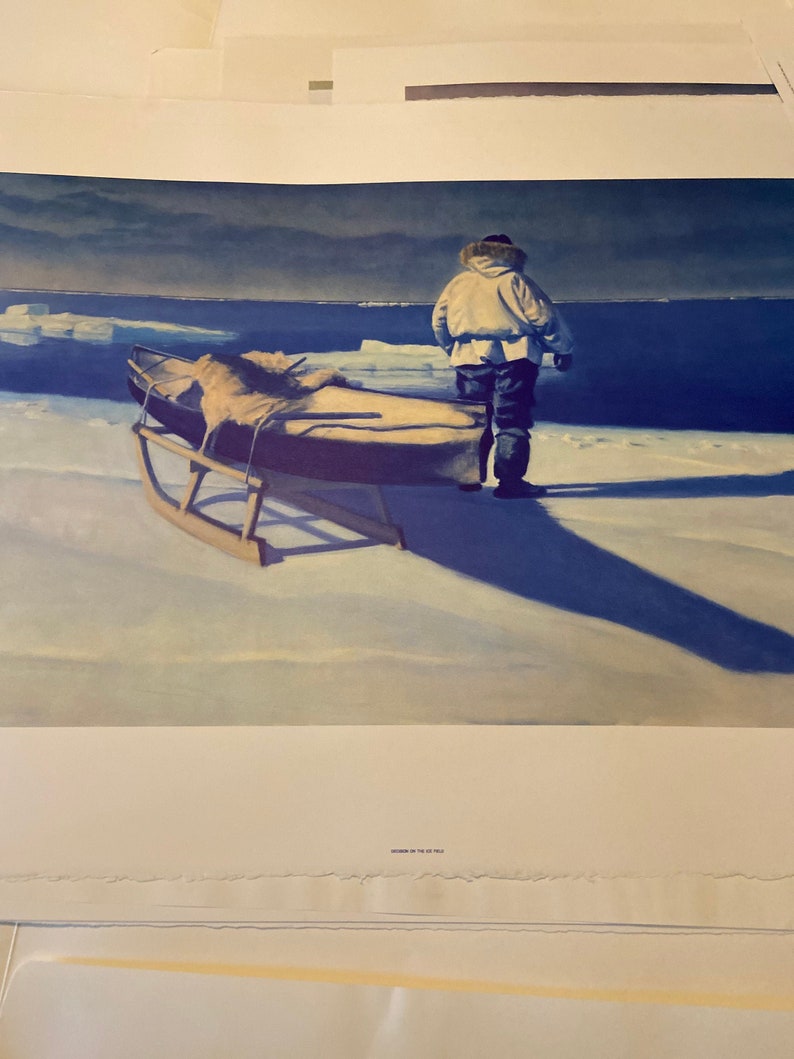 Fred Machetanz decision on the Ice Field Signed Lithograph Alaskan ...