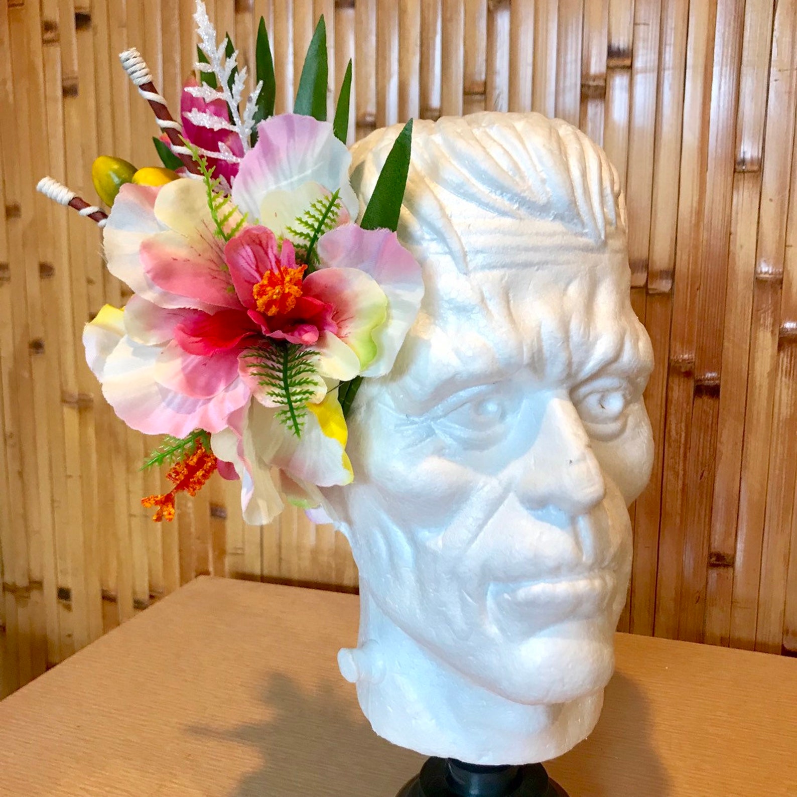 The Kahiki-tropical Pink and White Hibiscus Hair Clip for | Etsy