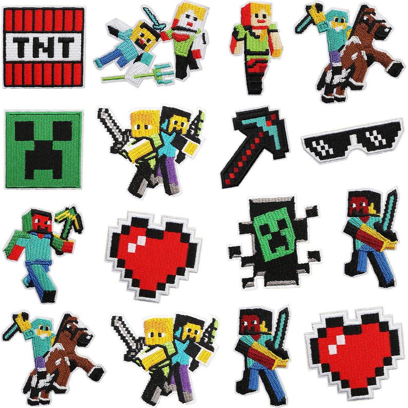 Pixel Game Inspired Embroidered Patches Set 21 Pieces - Etsy
