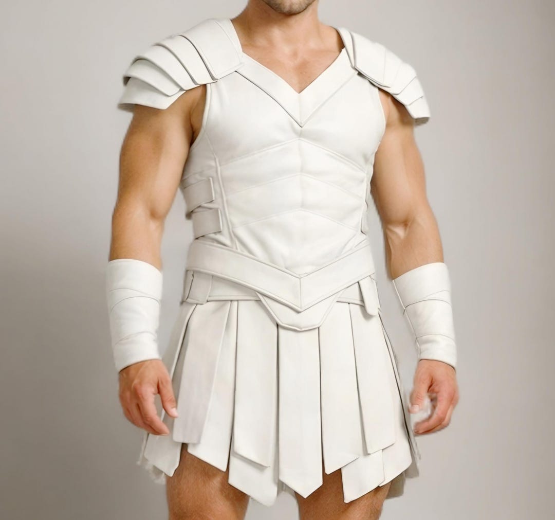 Men’s White Leather Gladiator Kilt | Handmade Roman Warrior Costume - Etsy