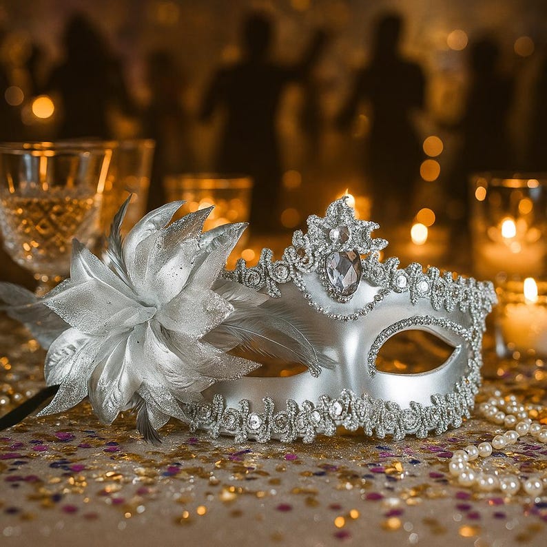 Feather Masquerade Mask | Crystal Lace Venetian Eye Cover - Etsy
