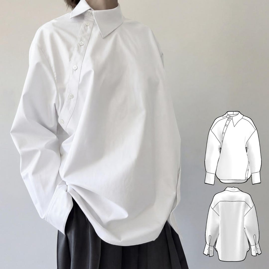 Asymmetric Shirt Sewing Pattern for Women Avant Garde Blouse ...