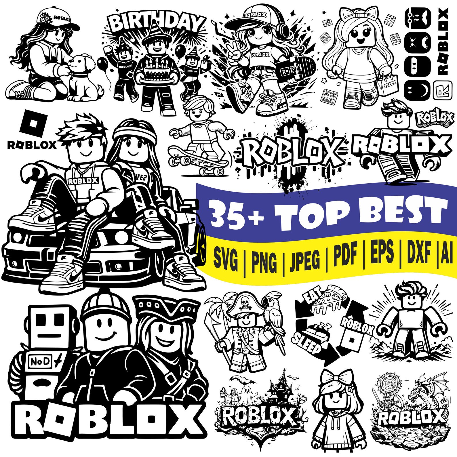 Roblox SVG, Roblox SVG Bundle, Roblox Game Character Clipart, Roblox ...