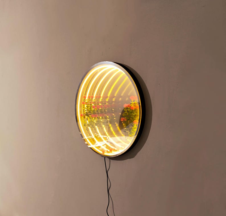 Flower İnfinity Mirror,led Wall Decor,led İnfinity Mirror - Etsy
