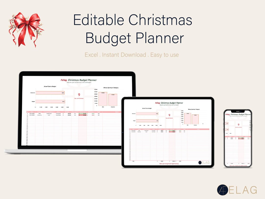 Editable Christmas Budget Planner | Holiday Expense Tracker | Xmas ...