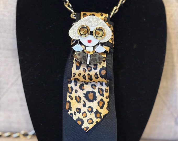 Leopard Print Necktie Statement Necklace - Etsy