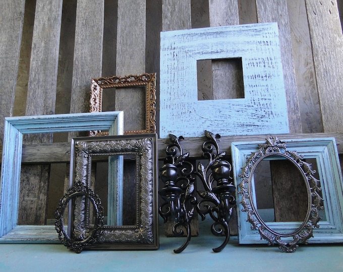 Frame Set Collection Gallery Wall Open Frames Aqua Bronze - Etsy