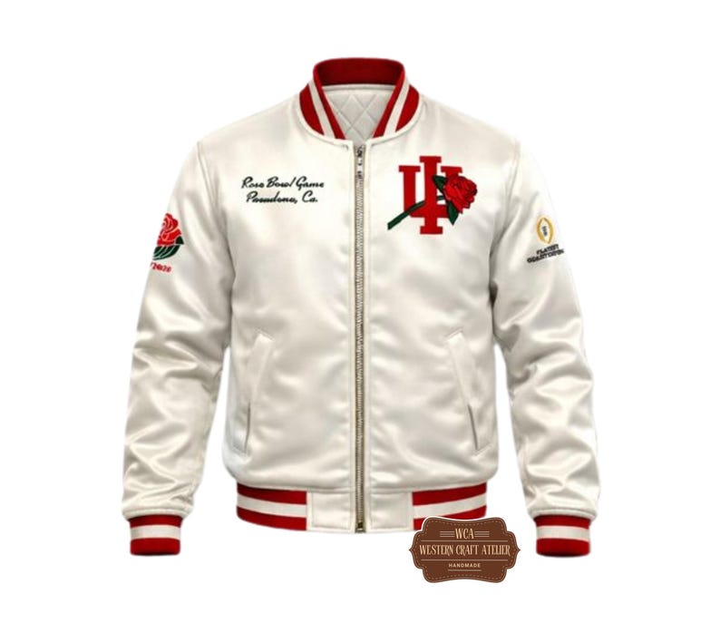 2026 Indiana Hoosiers Rose Bowl Varsity Jacket – White Satin Letterman ...