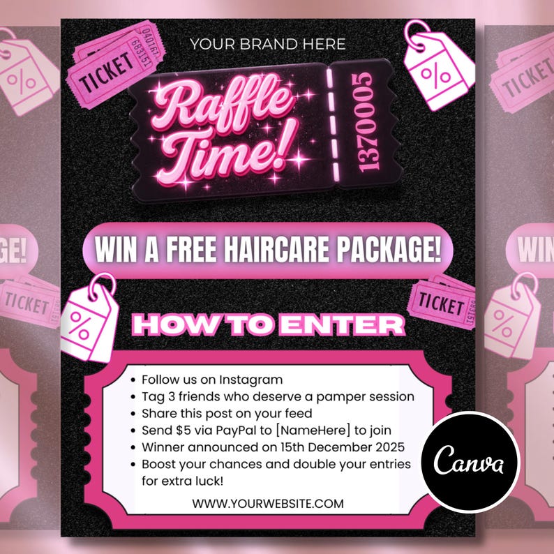 Raffle Giveaway Flyer, Prize Flyer, Contest Flyer, Beauty Flyer, Hair ...