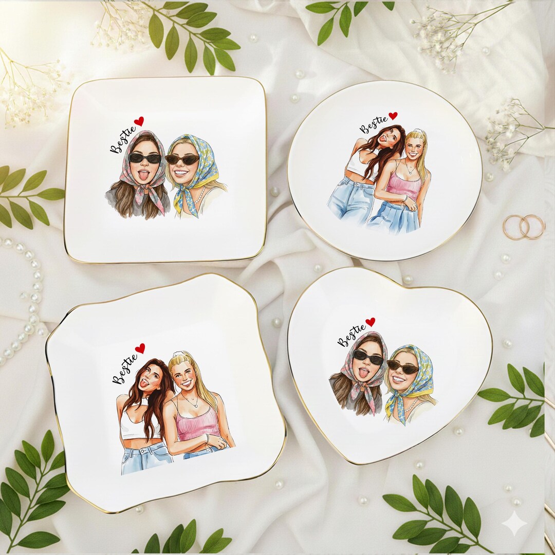 Custom Bestie Ring Dish, Friendship Jewelry Tray With Photo, Best ...