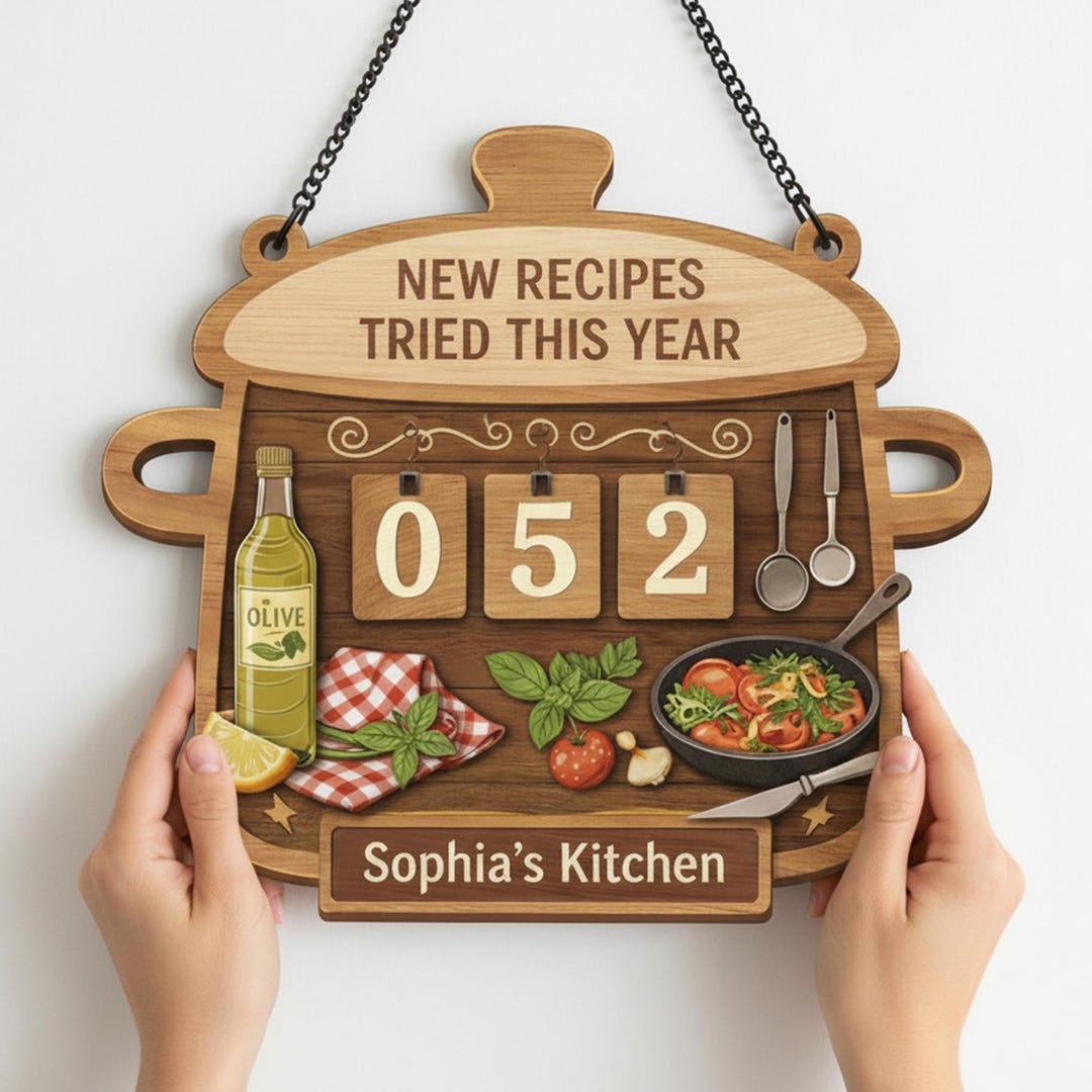 Personalized Recipe Tracker Wooden Sign, New Recipes Tried This Year ...