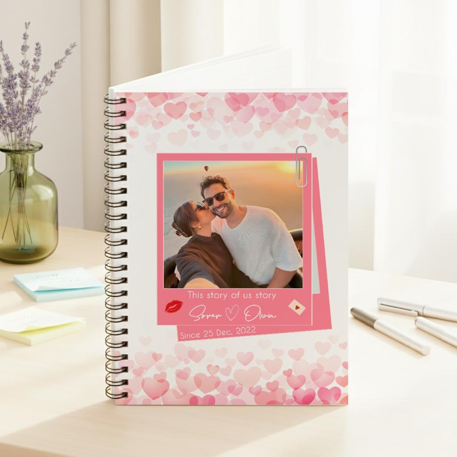 Personalized Couples Photo Notebook, Custom Love Story Journal With ...