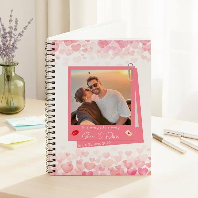 Personalized Couples Photo Notebook, Custom Love Story Journal With ...