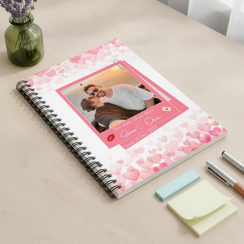 Personalized Couples Photo Notebook, Custom Love Story Journal With ...