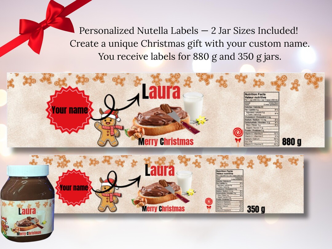 Personalized Nutella Label • Christmas Sticker • Custom Name • 880g ...
