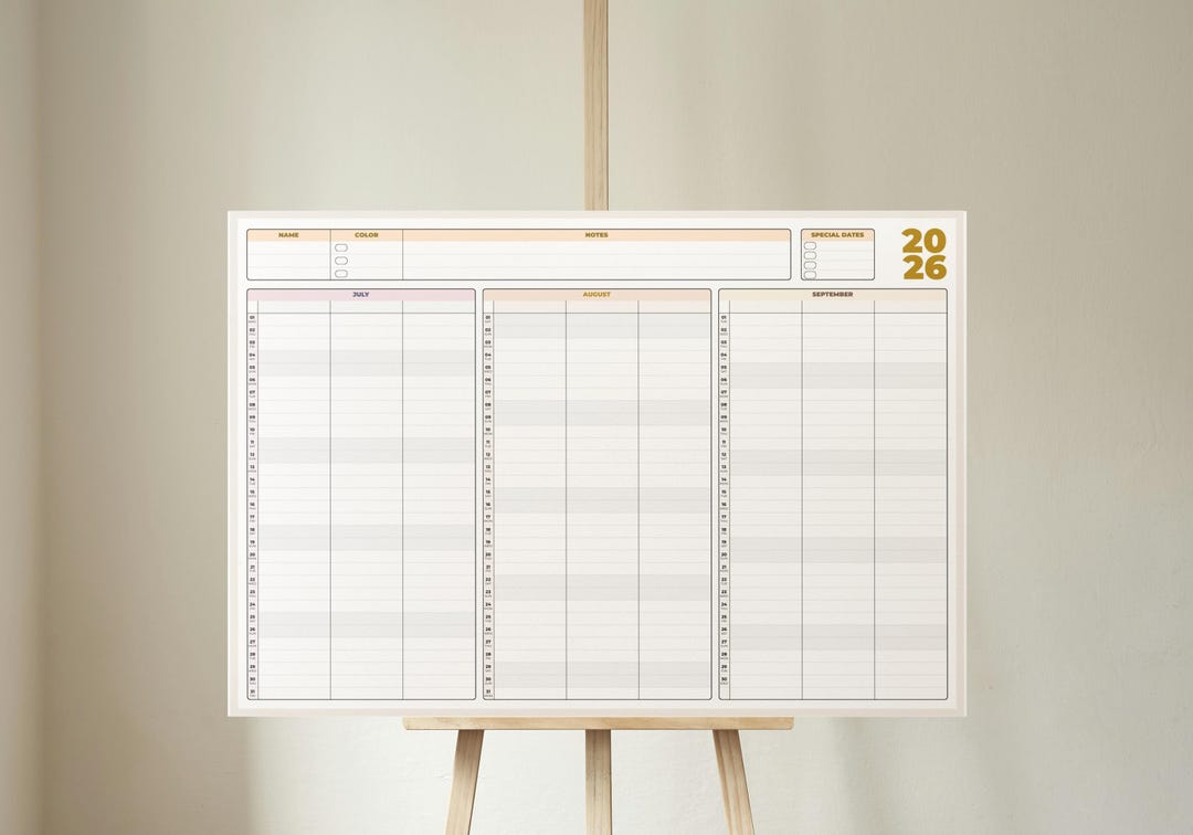2026 Family Wall Calendar Printable | Minimal Annual Planner | A2 & A3 ...