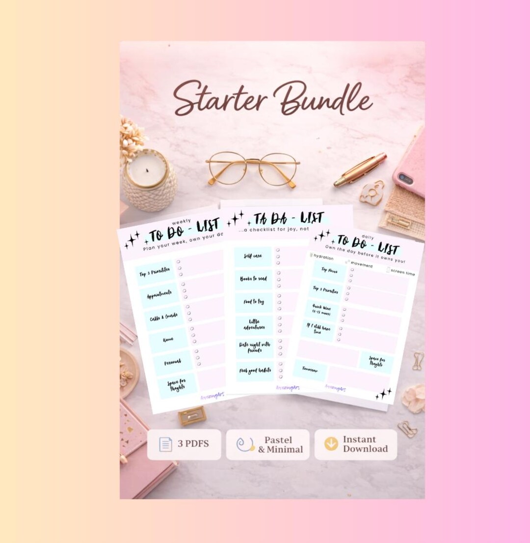 Daily + Weekly Planner Bundle Printable | A4 PDF To-do Lists + Ta-da ...