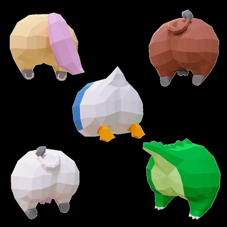 3D Papercraft Duck Butt - Pdf Svg Dxf Download | Cucul Canard | Funny ...