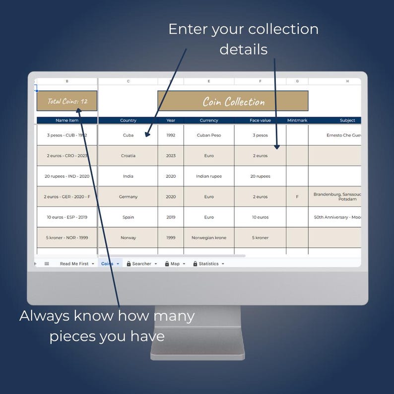 Coin Collection Tracker | Spreadsheet Template | Google Sheets - Etsy