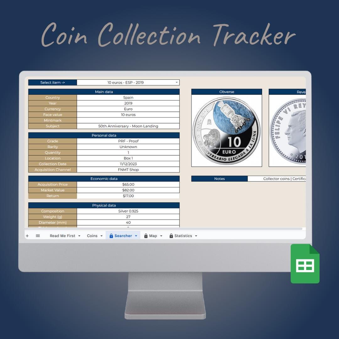 Coin Collection Tracker | Spreadsheet Template | Google Sheets - Etsy
