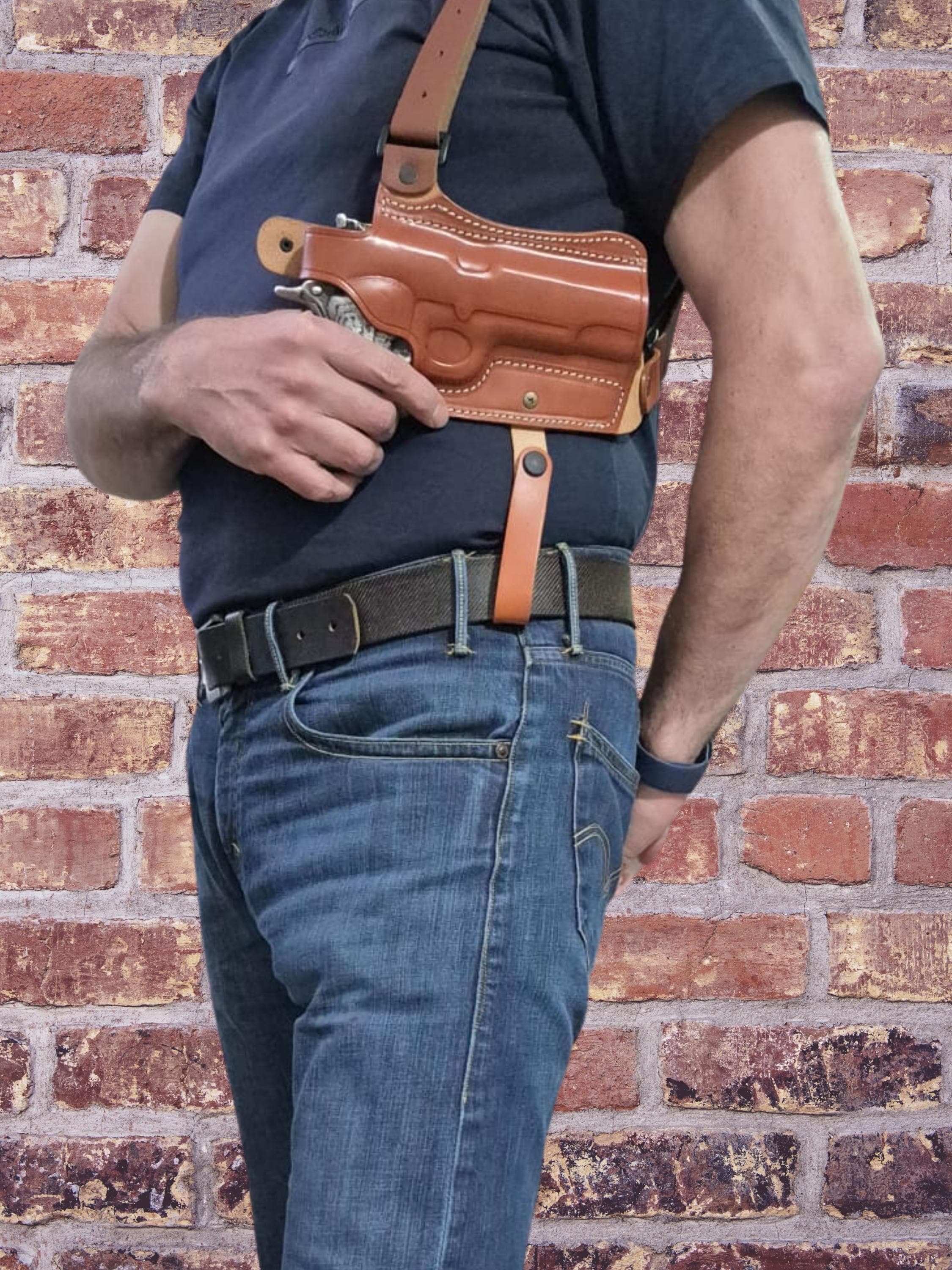 1911 Colt Miami Vice Shoulder Holster Handmade Leather Vertical Double ...