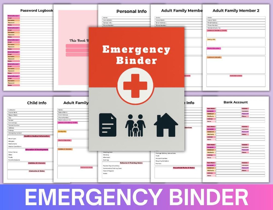 Crisis Info Binder Printable: Family Preparedness Kit With Contact Log ...