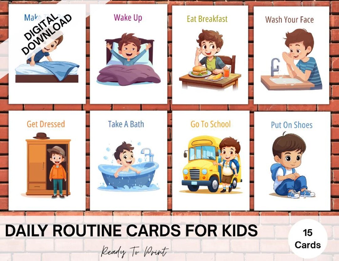 Toddler Visual Aid Routine Cards: Morning to Bedtime Schedule Chart - Etsy