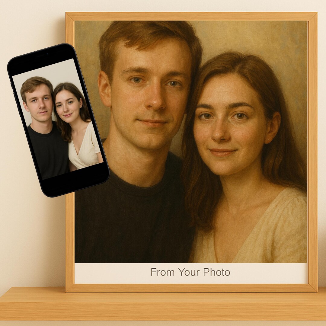 Custom Semi Realistic Couple Portrait From Photo, Personalized Romantic ...