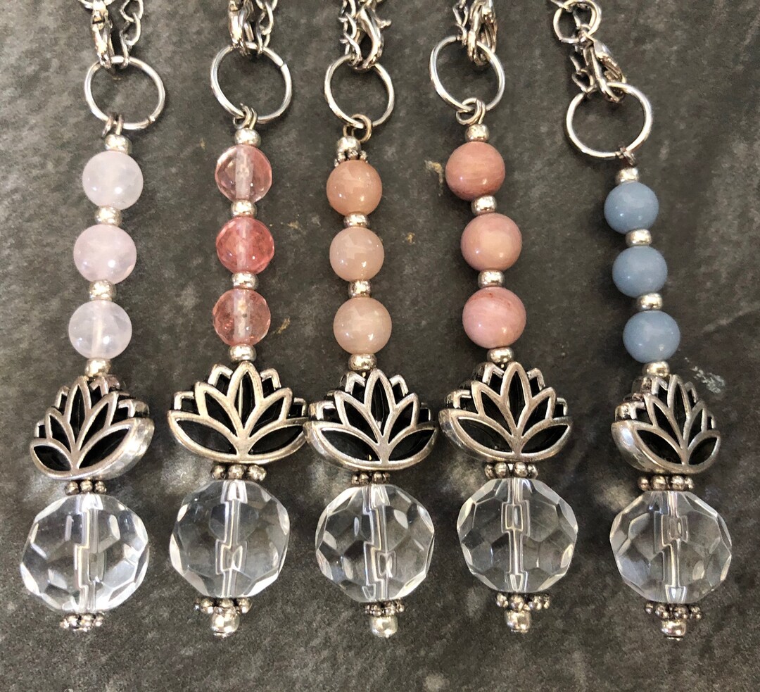 Lotus Crystal Car Charm: Rearview Mirror Suncatcher With Gemstone - Etsy