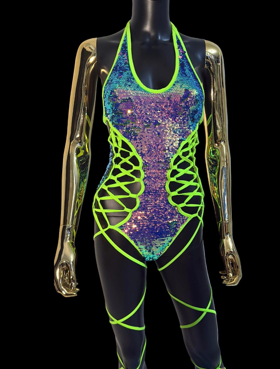 Natanni Neon Sequin Monokini - Etsy
