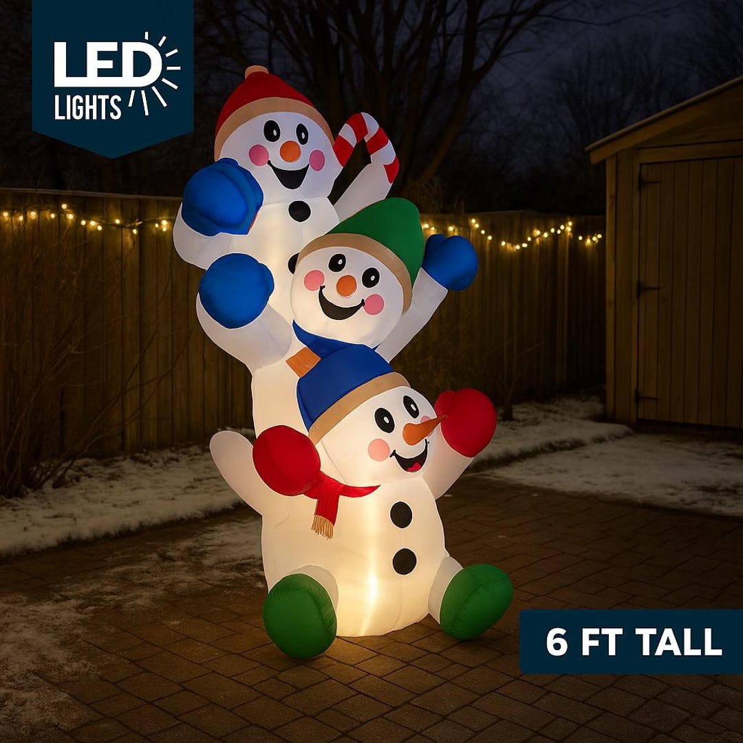 Christmas Inflatable Snowman Set Lighted Holiday Yard Decoration 6FT ...