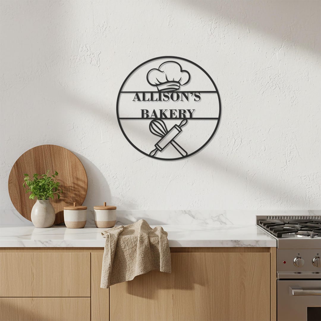 Personalized Bakery Metal Wall Art With Custom Name, Pastry Chef ...