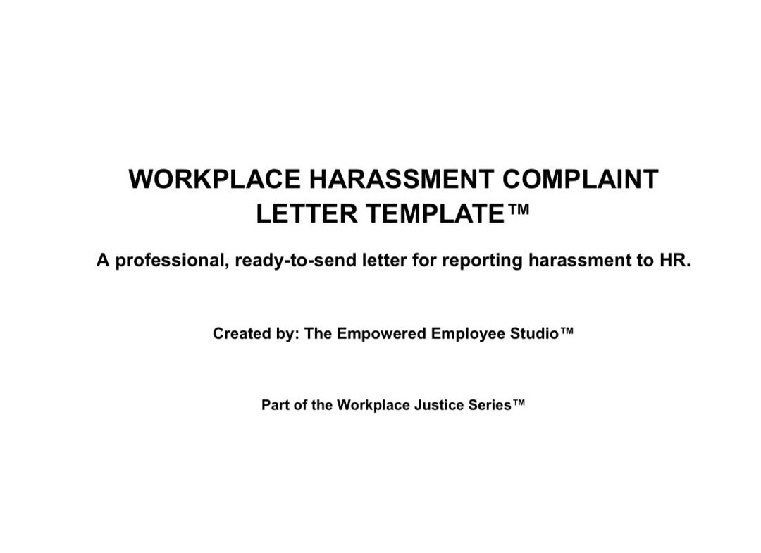 Workplace Harassment Report Letter Template – HR Form (digital Download ...
