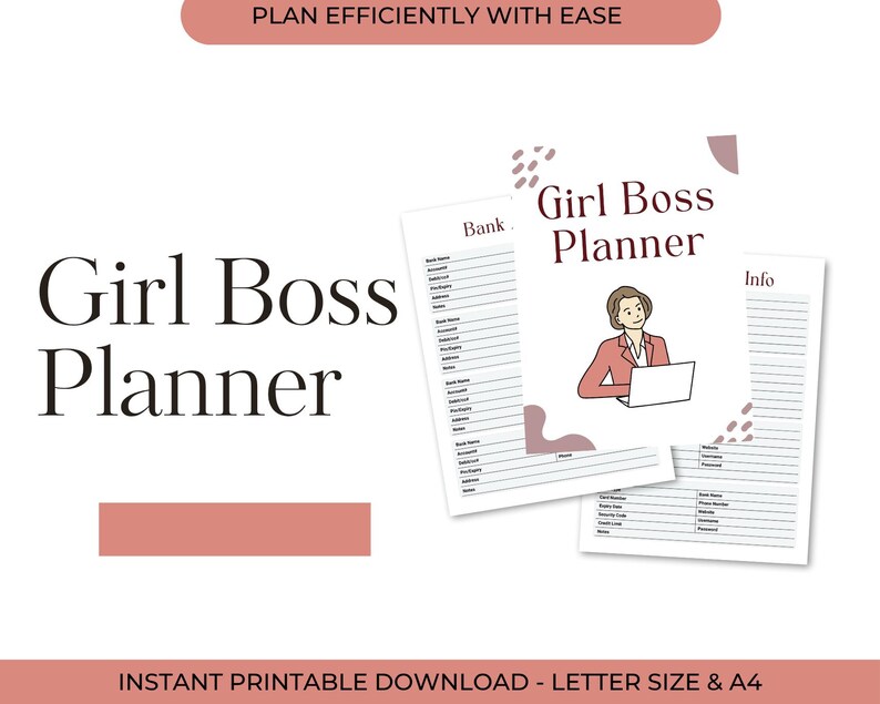 Girl Boss Planner | Printable Productivity & Goal Planner | Daily ...