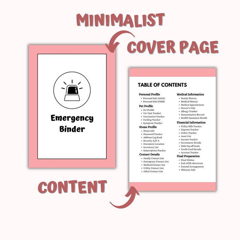 Emergency Binder Printable: Home & Medical Information, Life Planner ...